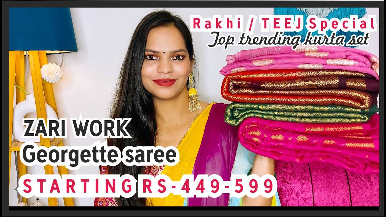 Amazon rakhi / teej special saree haul || zari work sareees || - YouTube