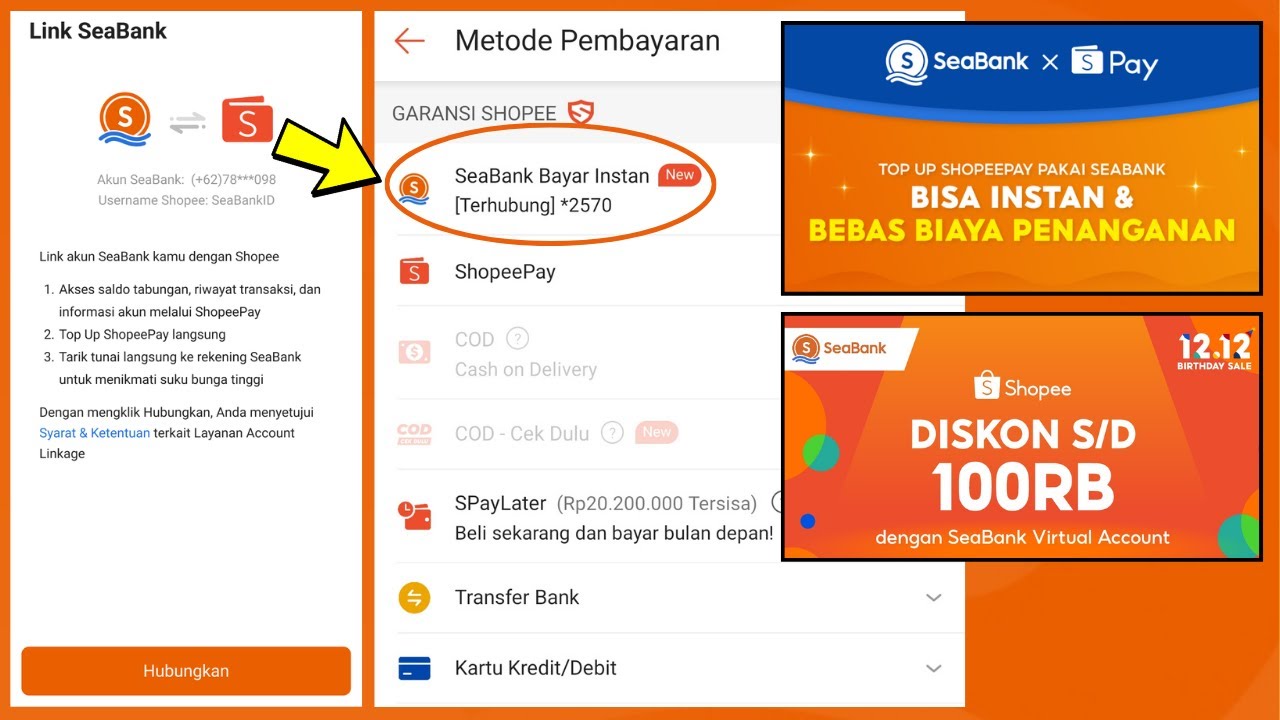 Cara Menghubungkan Akun Seabank ke Shopee - YouTube