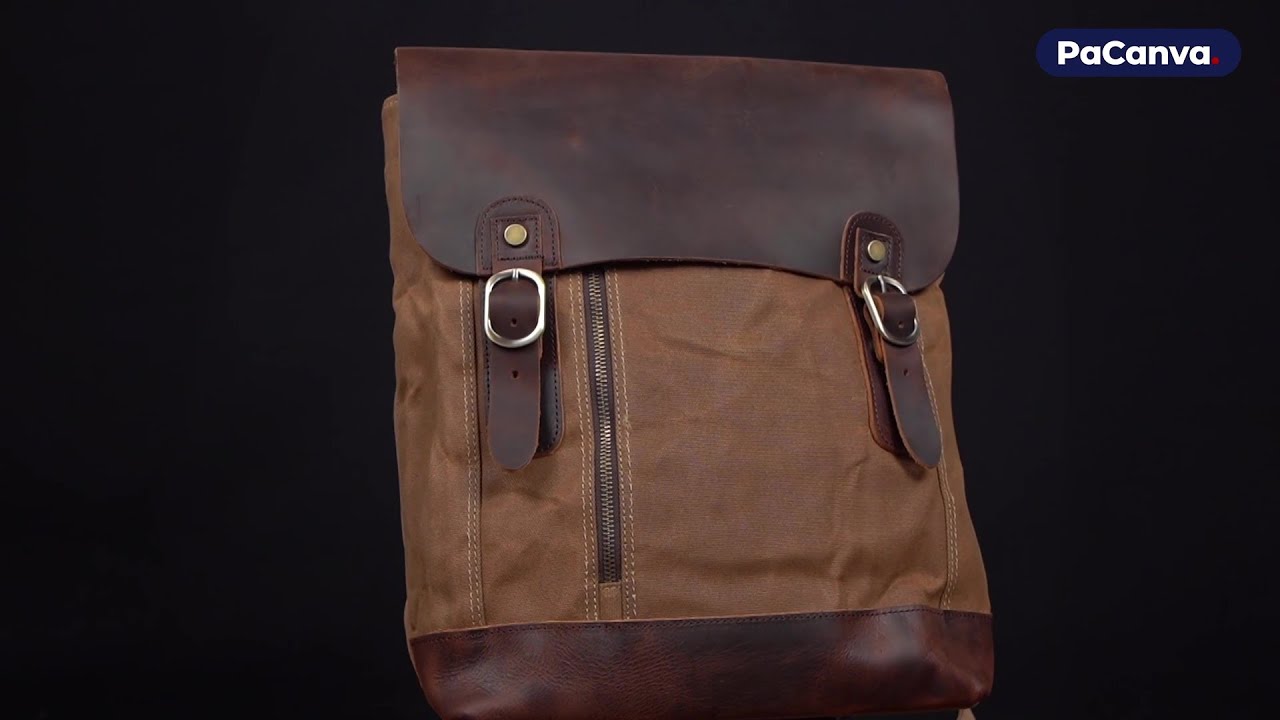 PaCanva Caravan - Waterproof Leather Canvas School Backpack 20L - YouTube