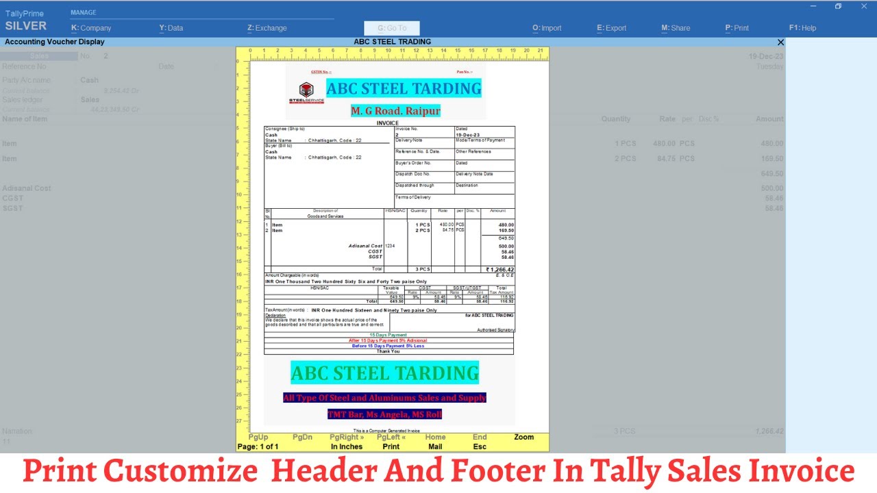 How To Add Invoice Header and Footer JPG In Tally Prime TDL - YouTube