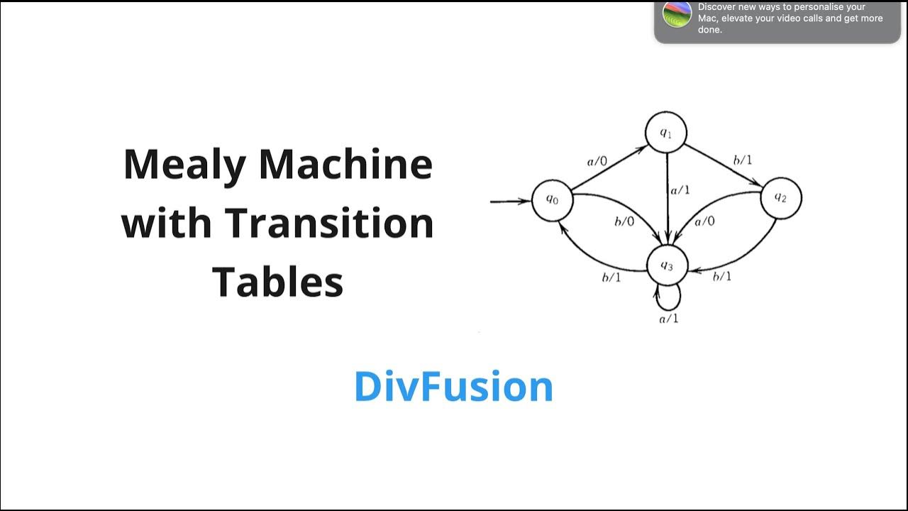 Mealy Machine | Finite Automata with output | Diagram | Transition table | Div Fusion - YouTube
