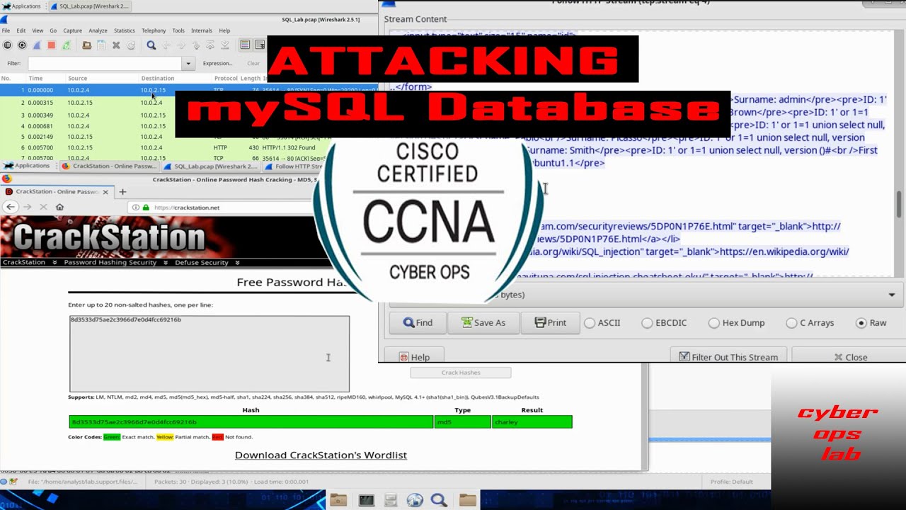 Ccna Cybersecurity Operations Lab Attacking A Mysql Database Youtube 9677