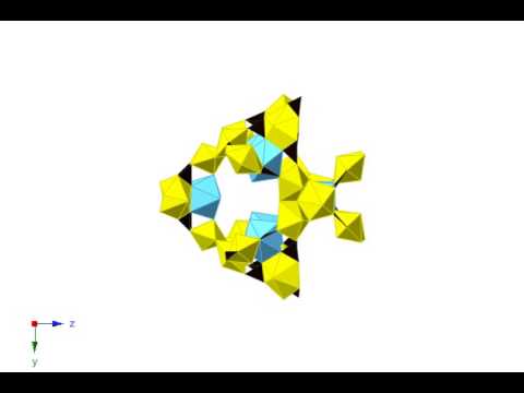 A rotation video of the large cluster topology of ewingite - YouTube