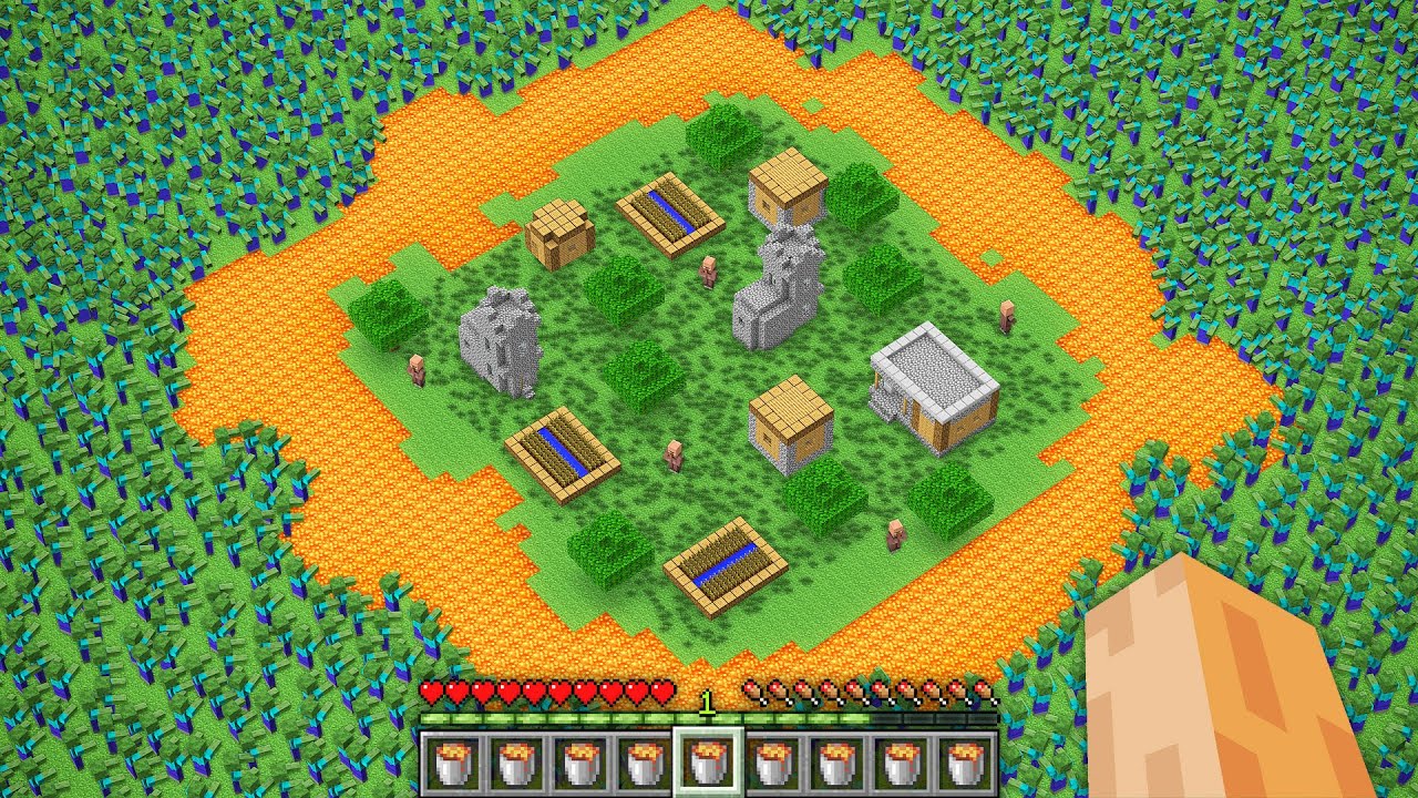 Zombie Apocalypse LAVA TRAP Defense Village Protect !!! Minecraft ...