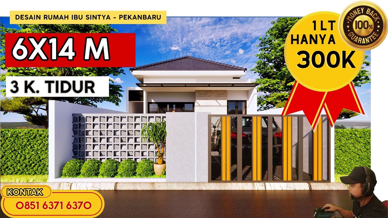Desain Rumah Minimalis 6x14 M (1 lantai ) Ibu Sintya - Jasa Desain ...