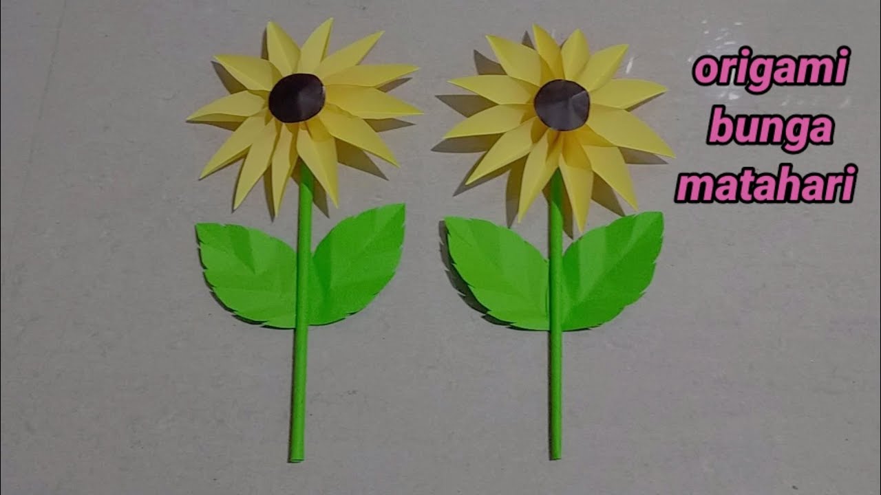 cara membuat bunga matahari dari origami II how to make origami sun ...