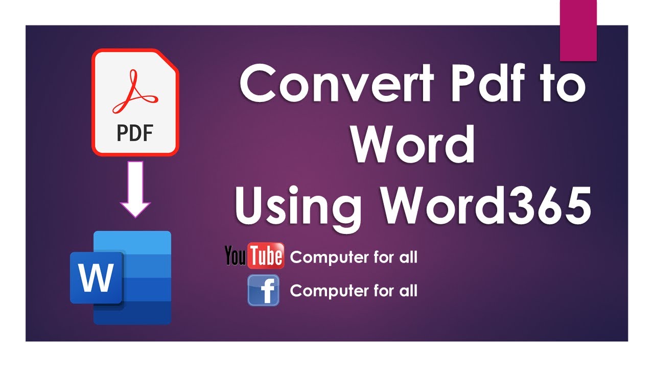 Convert Pdf ( with text , pics and format ) to Word with Word 365 - YouTube