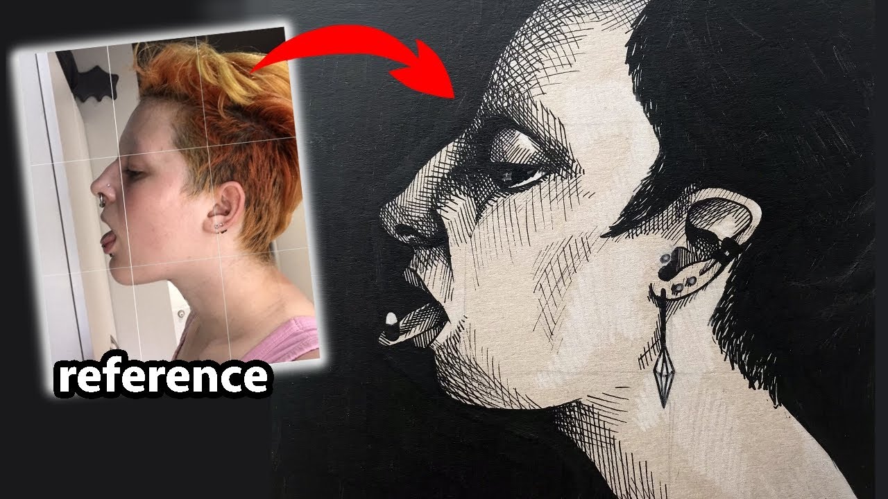 How REFERENCES Made My ART BETTER | Freehand Pen Portrait - YouTube