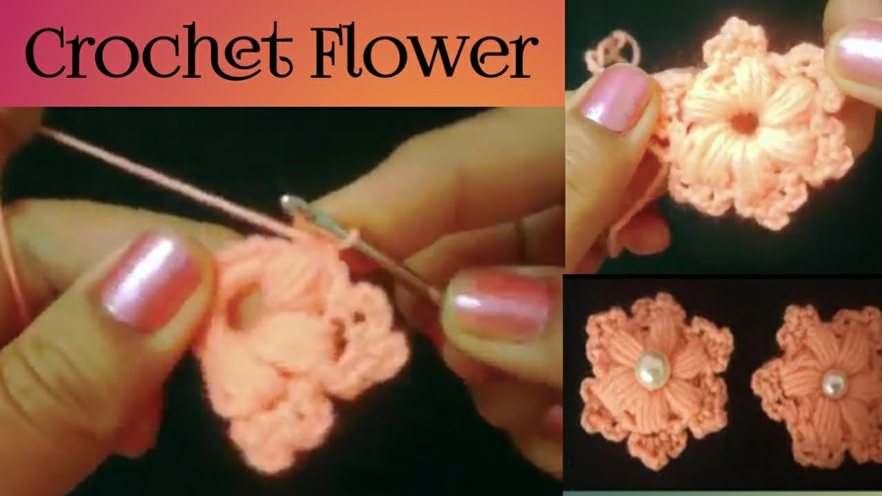 Easy Crochet Flower Pattern! 6-Petal Crochet flower tutorial for ...