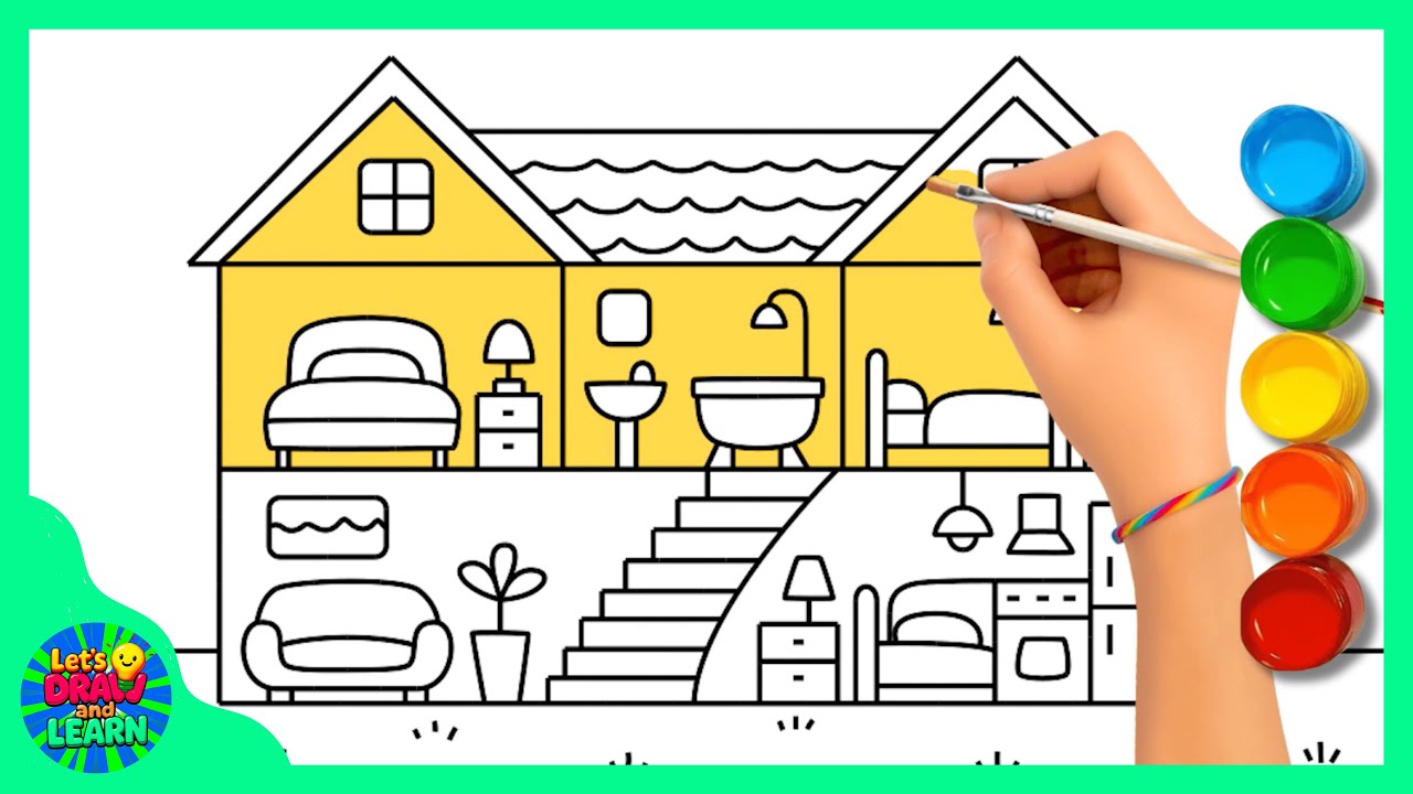 Miniature House Drawing, Painting and Coloring for Kids & Toddlers ...