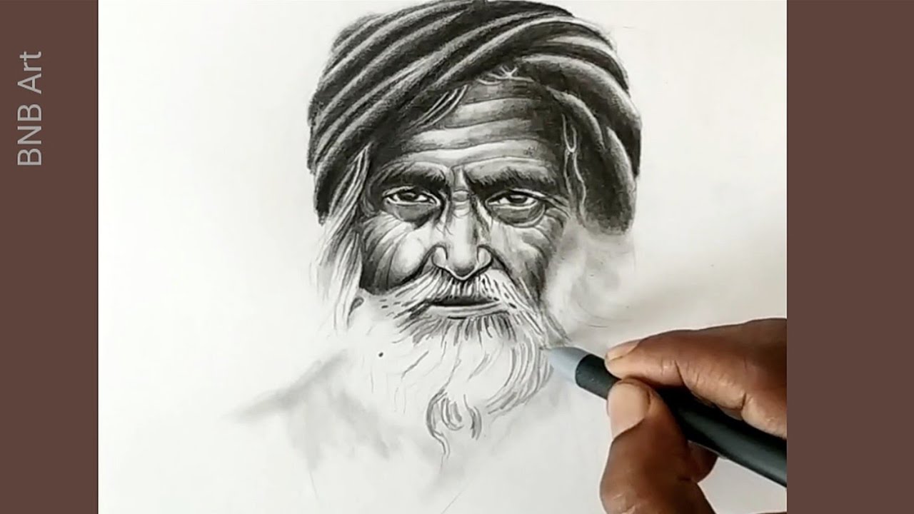 How to draw old man's portrait step by step || Easy portrait drawing ...