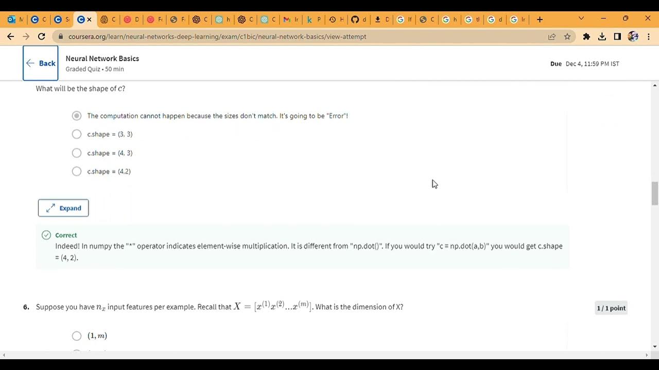 Neural Network Basics Coursera week 2 quiz - YouTube