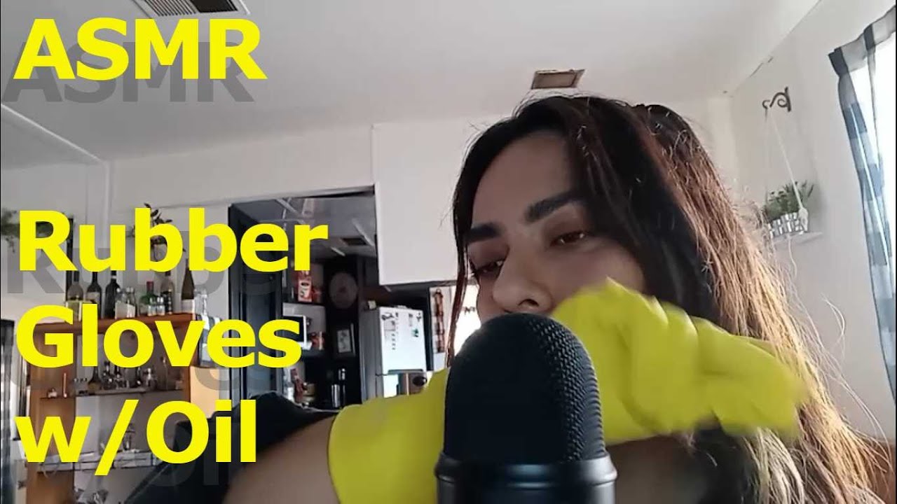 ASMR🟡Rubber Yellow GLOVES🧤 with OIL Blue Yeti Mic 🎤 - YouTube