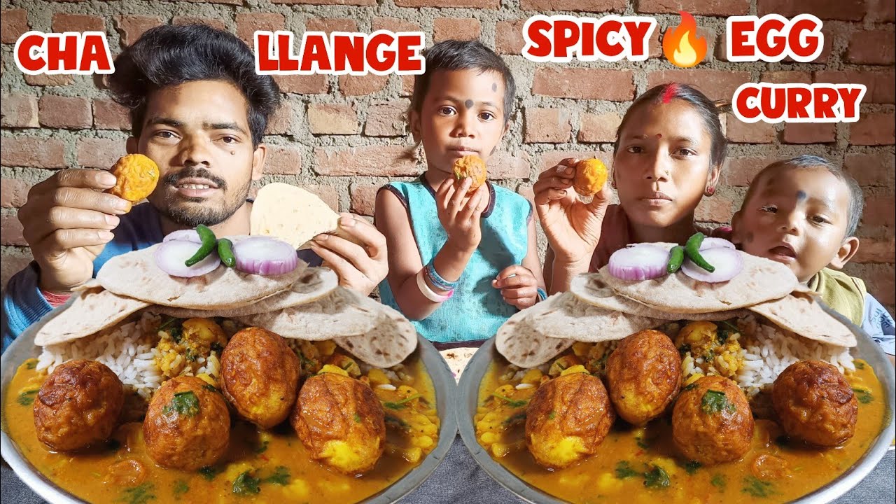 Spicy egg curry | Roti and rice eating cooking | jh eating show - YouTube