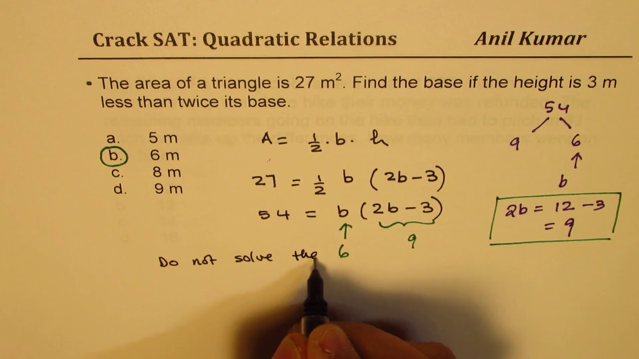 Crack SAT Quadratic Relations Practice Word Problems |ACT - YouTube
