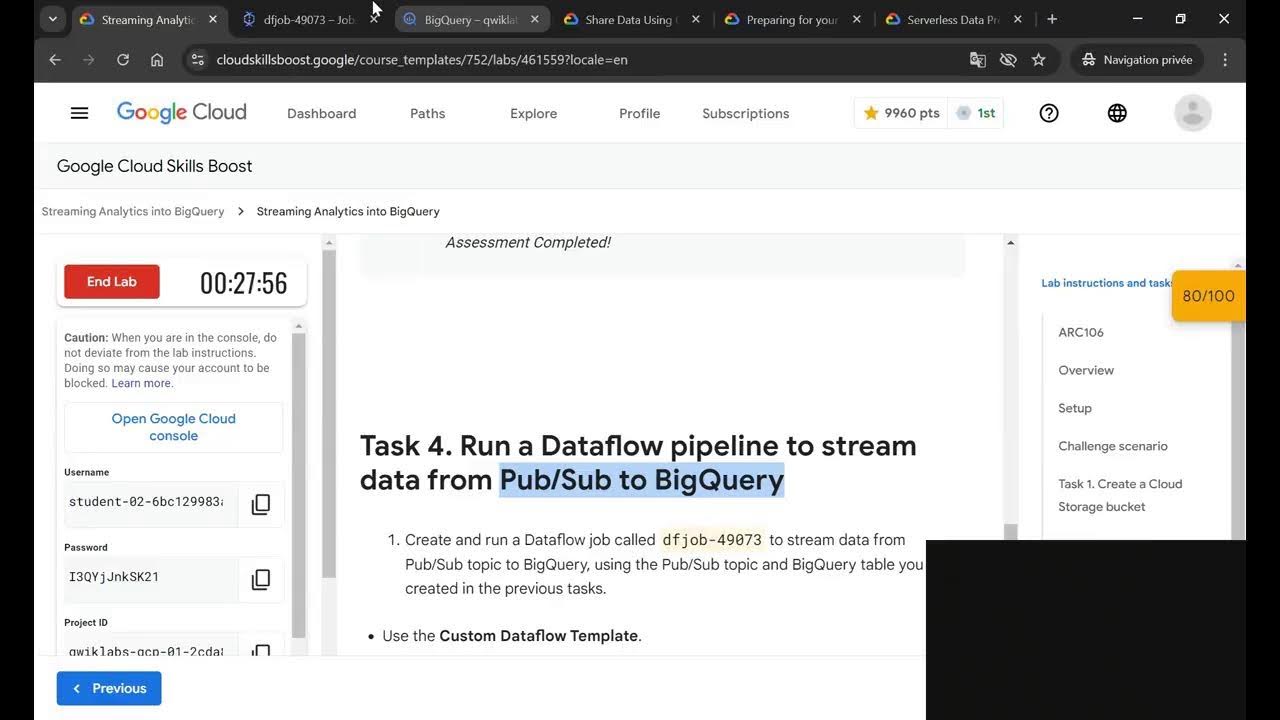 [2024] Short Lab || GCP || Streaming Analytics into BigQuery: Challenge Lab - YouTube