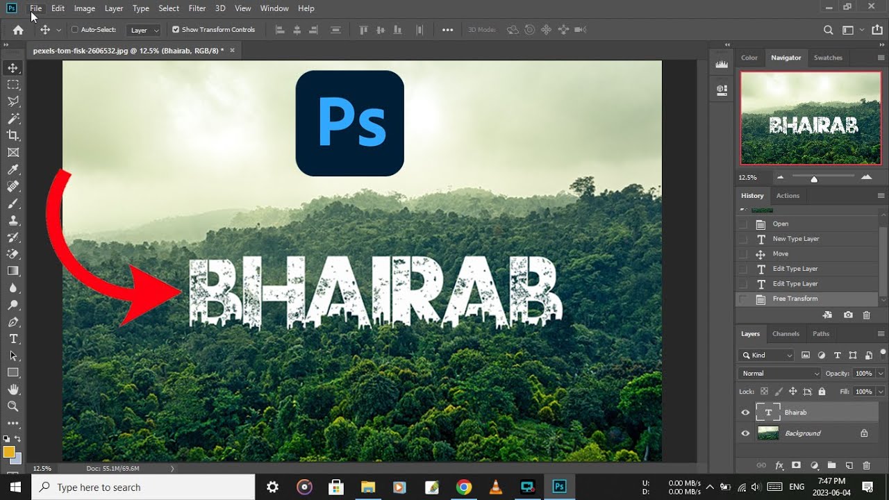 How to make Tiktok/Reels viral text behind jungle image on photoshop ...