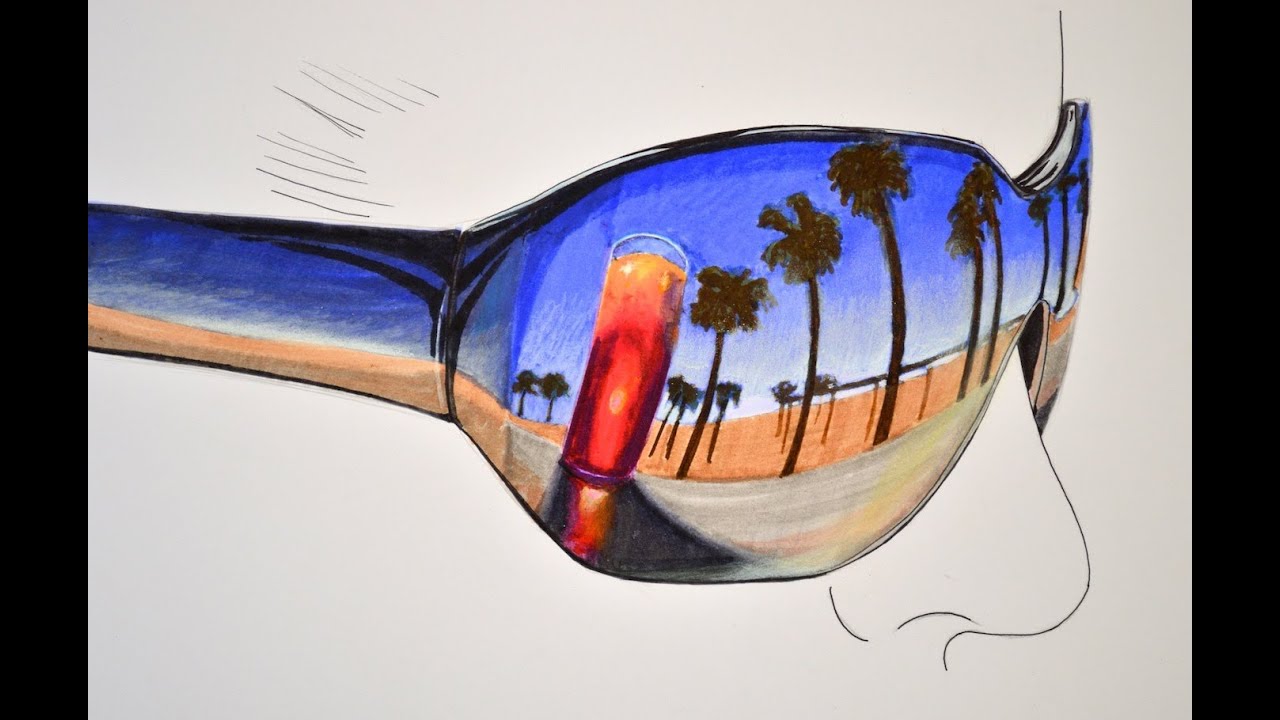 Cómo dibujar un reflejo de playa en lentes oscuros - Arte Divierte ...