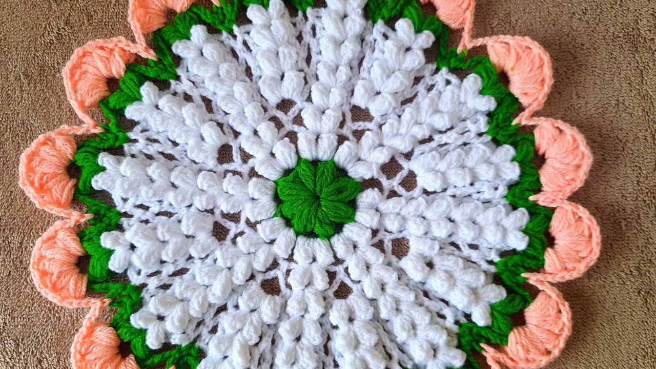 Thalposh, Crochet Thalposh, Woolen rumal, Round table cover, crosia ...