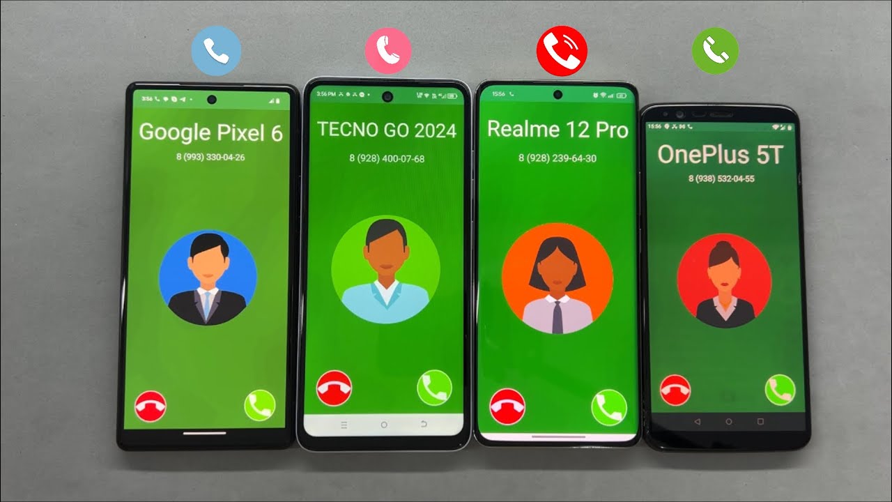 FaceToCall Incoming call Google Pixel 6 + OnePlus 5T + Realme 12Pro ...