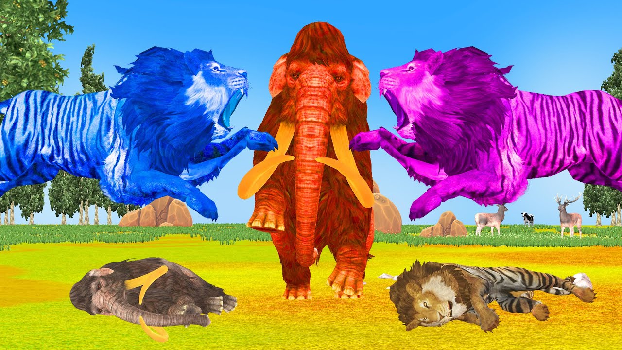 Mammoth VS LIGER Fight Baby Mammoth Saved By Mother Mammoth Wild Animal ...