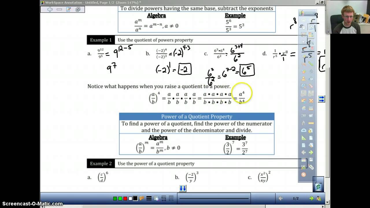 Algebra 1 Section 7.2 - YouTube