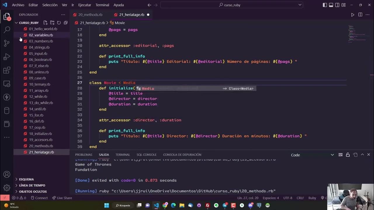 22 Herencia y super - Curso Ruby - OpenBootcamp - YouTube