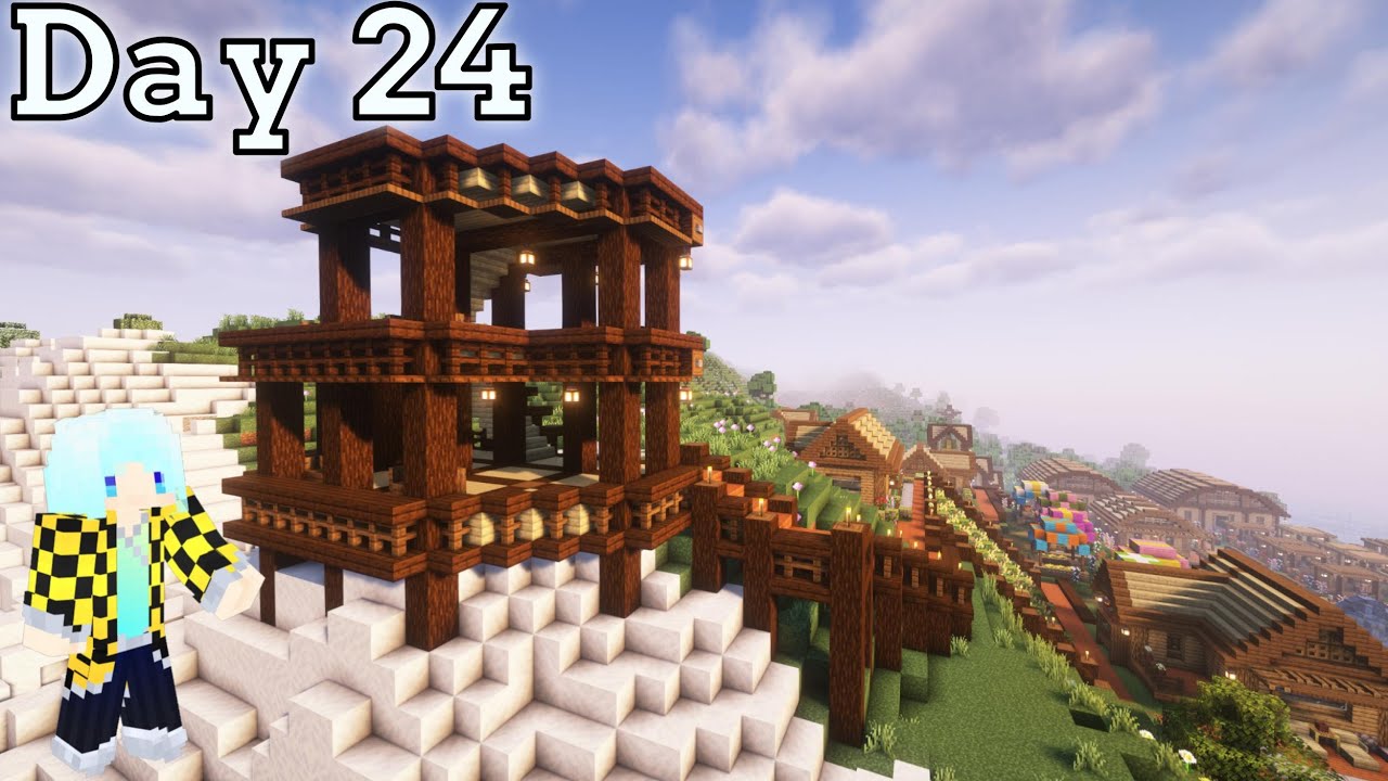 Minecraft建築日記 Day 24【建築】- 三層觀景台 How To Build Lookout Tower - YouTube