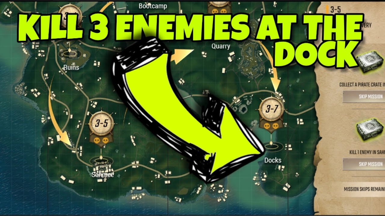 Kill 3 Enemies at the Dock | Global Treasure Hunt | #Dock | PUBG MOBILE ...