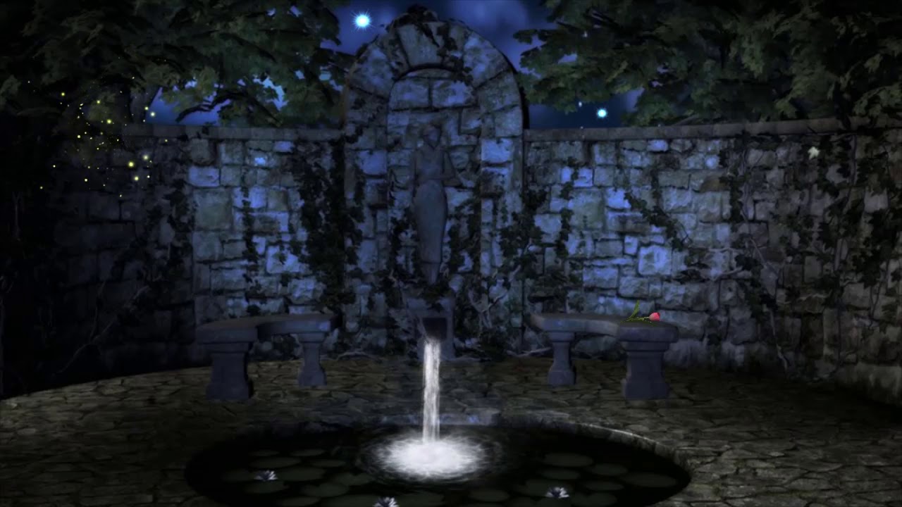 Scrying Pool Ambience [ASMR] Fountain & Cicadas - YouTube
