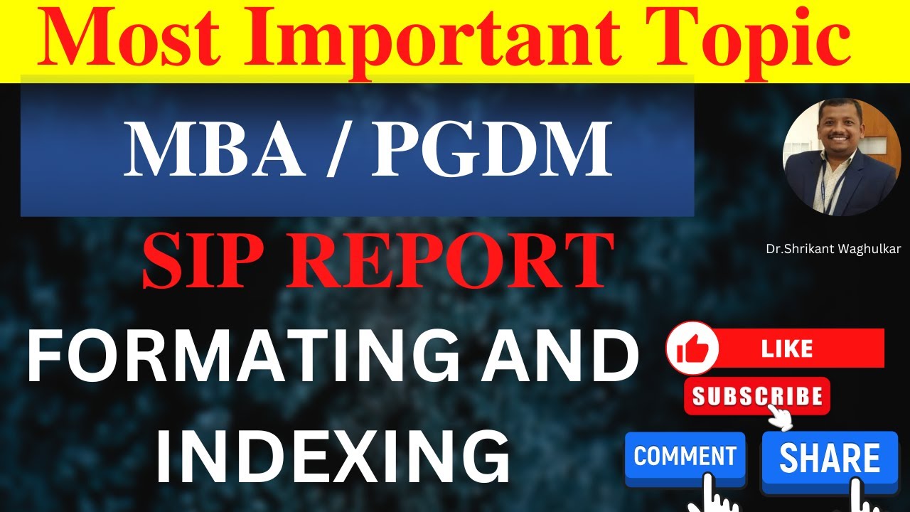 SIP Report Formatting and Indexing #summerinternship - YouTube