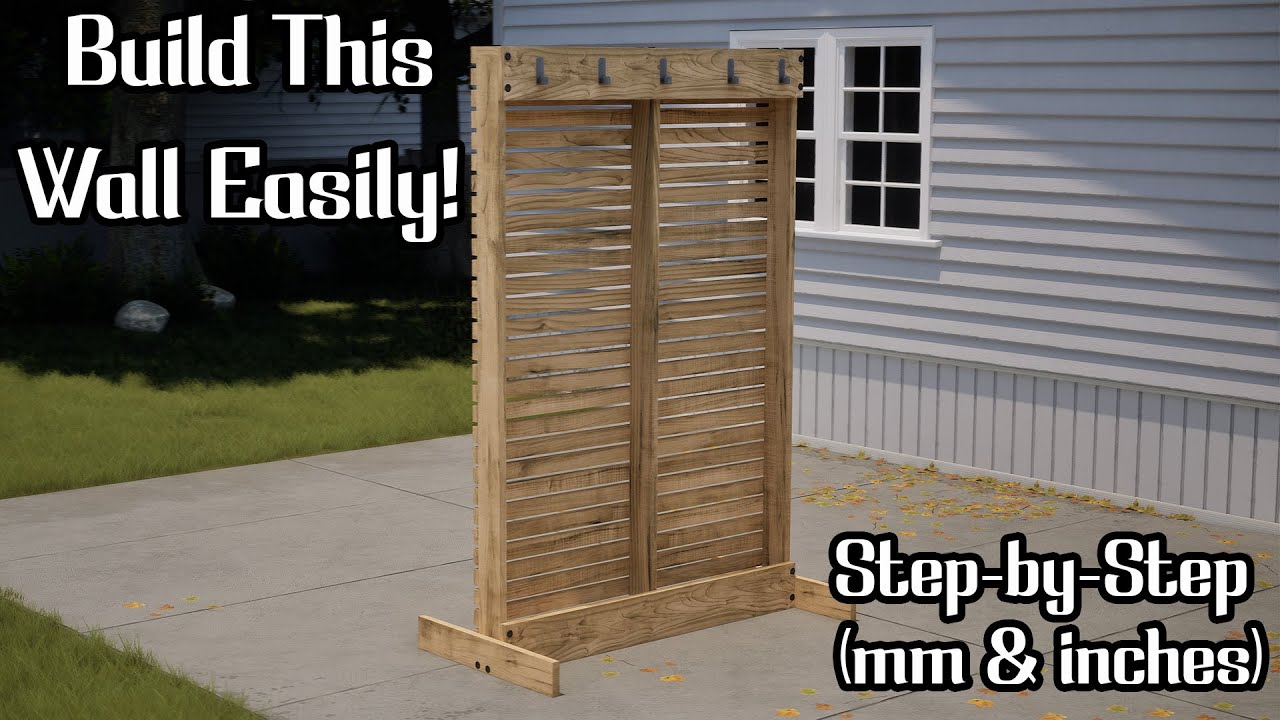 DIY Slat Privacy Wall | Step-by-Step (mm & inches) - YouTube
