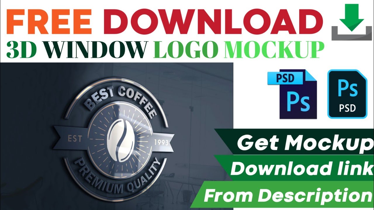 3D Glass Window Logo Mockup Free Download || Logo Mockup Photoshop Psd ...