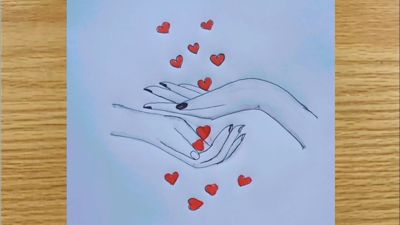 romantic couple hands drawing with heart ️ ️/how to make girl and boy ...