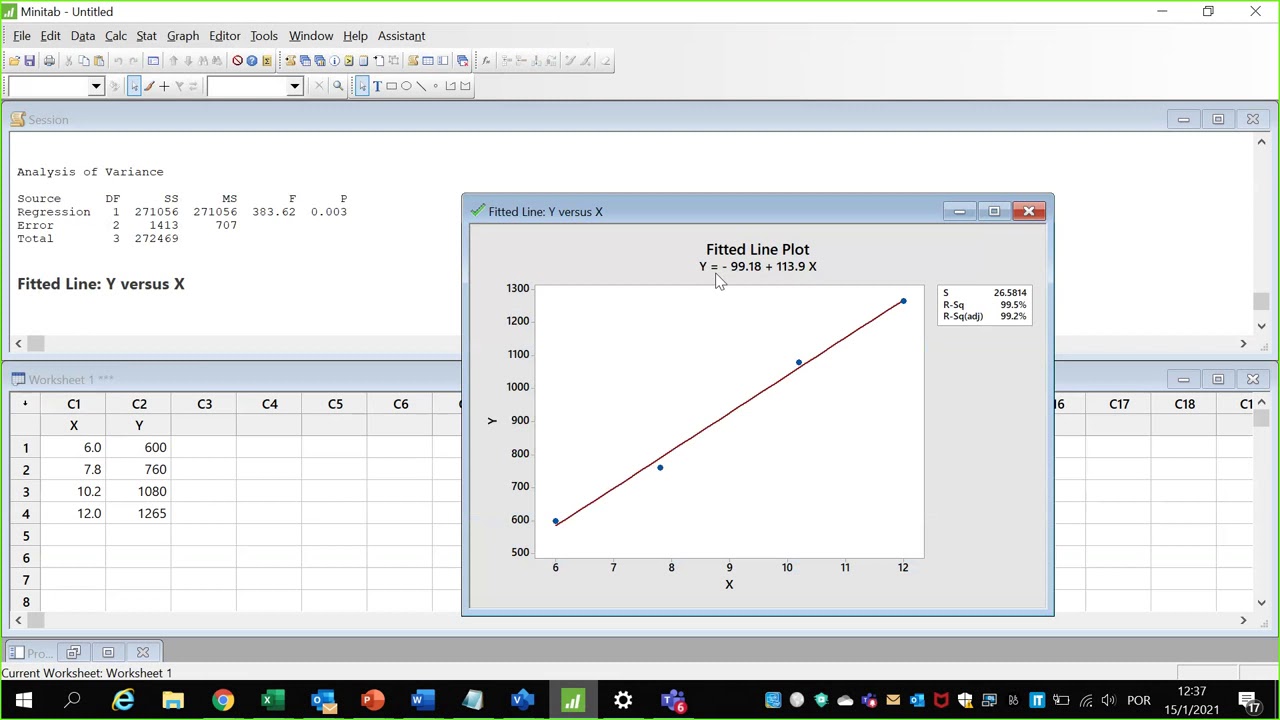 Regresión Minitab y Excel - YouTube