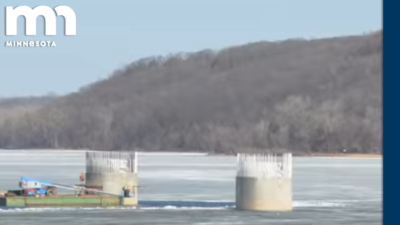 St. Croix Crossing river bridge piers construction time lapse - YouTube