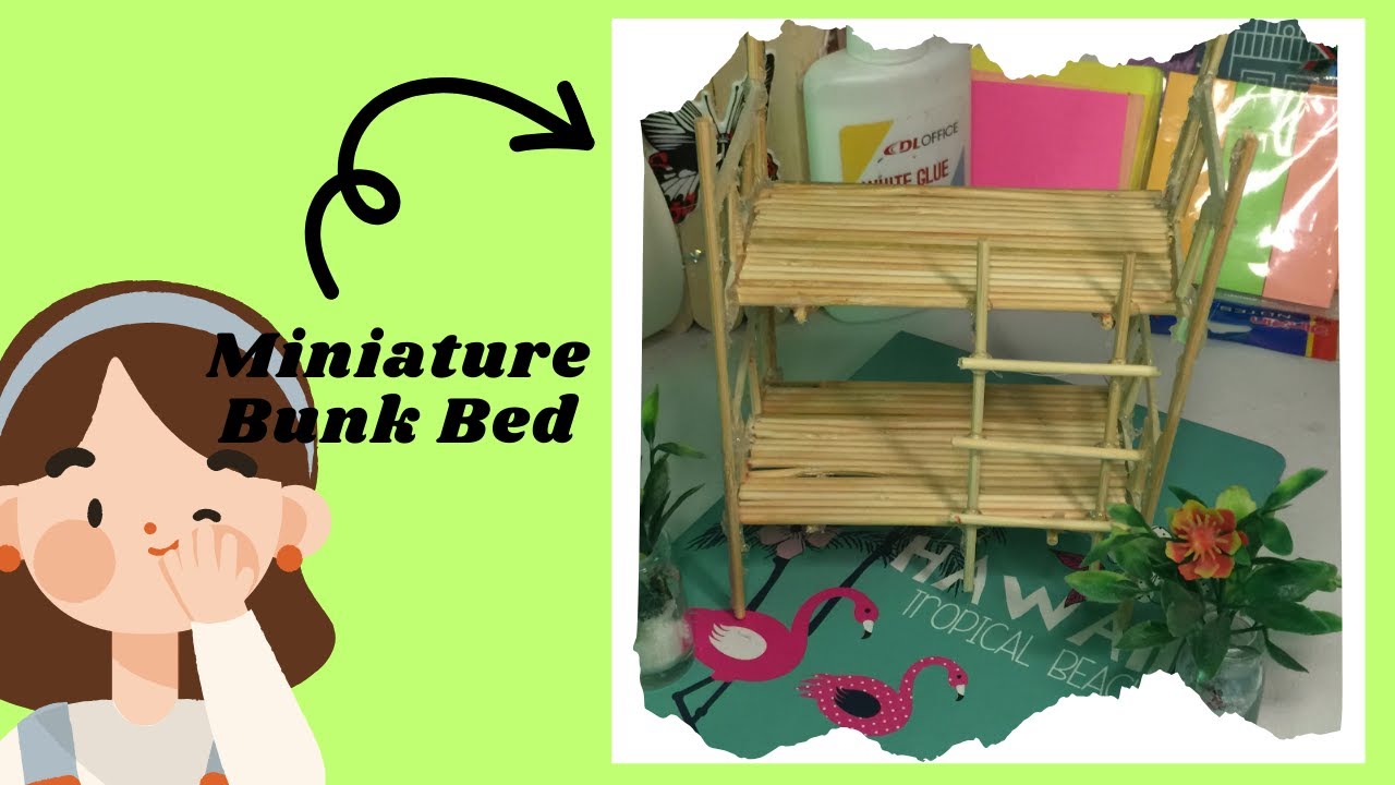 "How to Make a DIY Miniature Bunk Bed with Sticks | #MiniatureDIY # ...