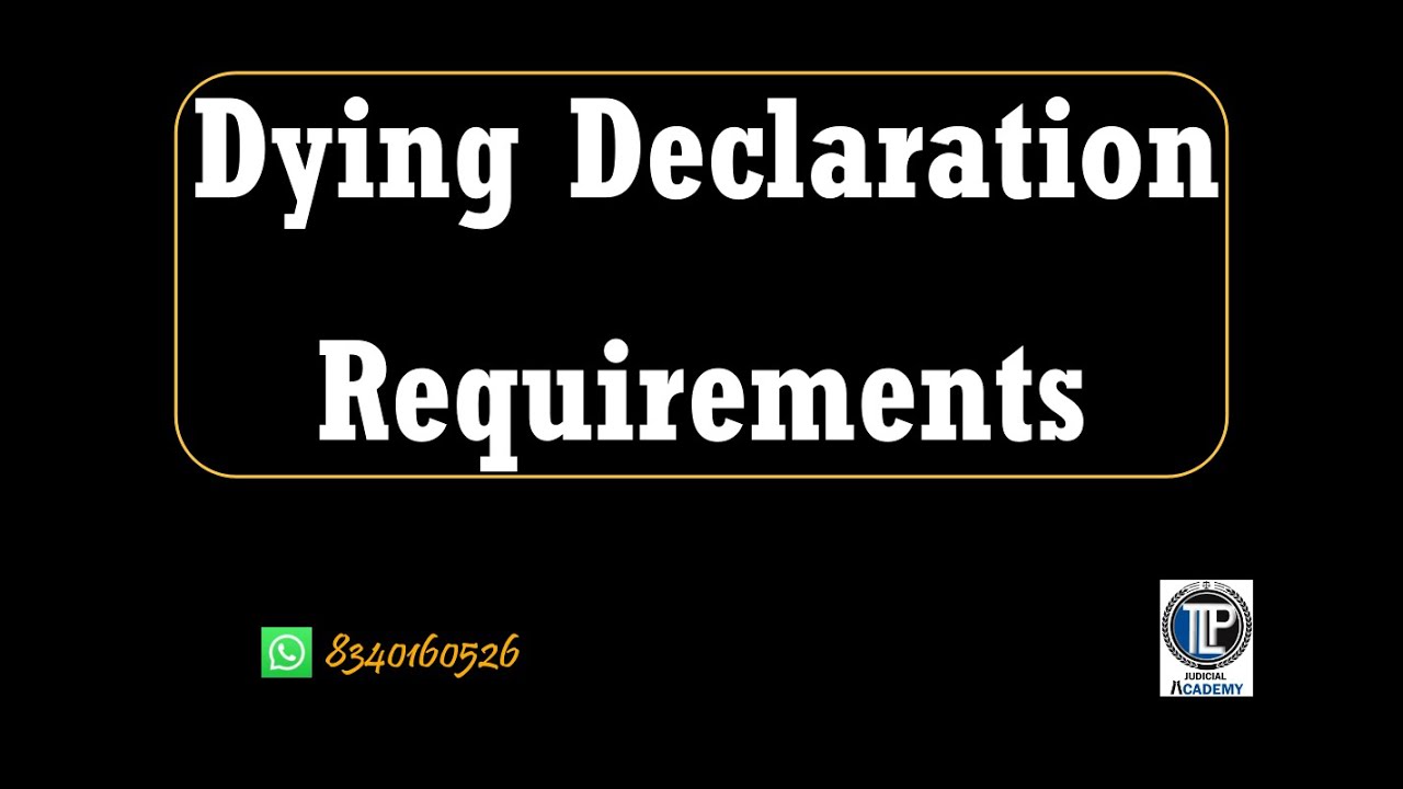 Dying Declaration- Requirements - YouTube
