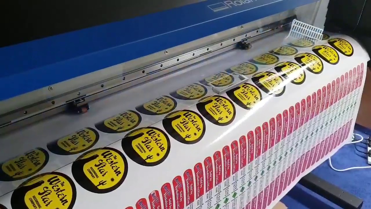 sticker printing on roland truvis sg540 - YouTube
