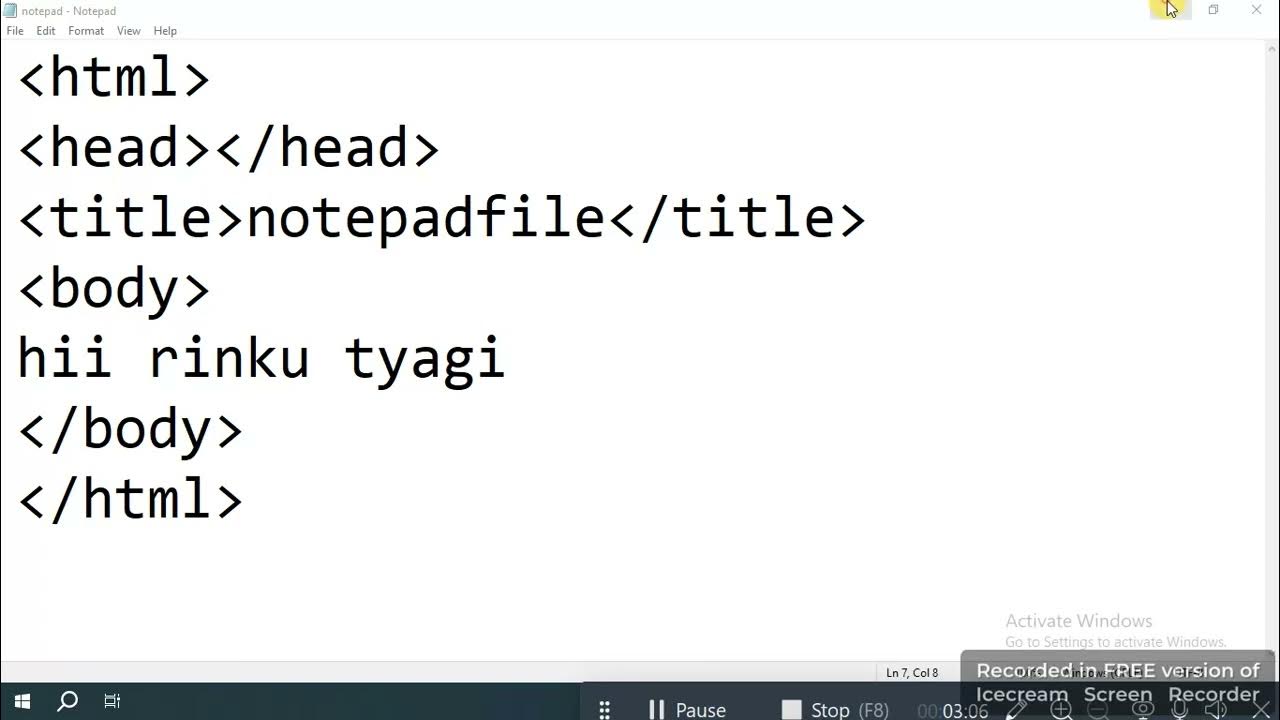 CLASS 1 NOTEPAD PAR SIKHE CODING HTML LANGAUGE भाषा सीखे बिल्कुल आसान भाषा में - YouTube