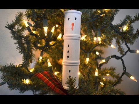 How to Make a Rustic Spool Snowman Ornament - YouTube