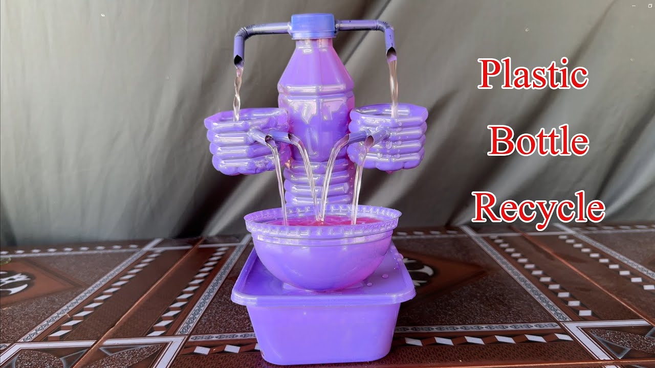Recycle Plastic bottle waterfall fountain making easy DIY - YouTube