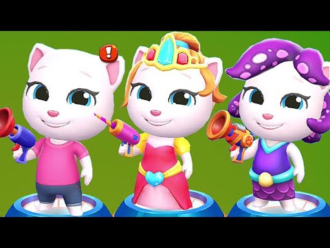 Talking Tom Blast Park Angela vs Princess Angela vs Angela Mermaid vs ...