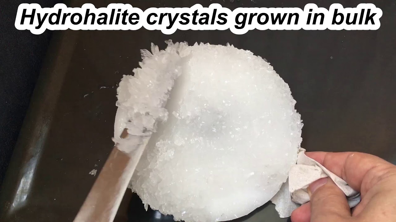 sodium chloride dihydrate, hydrohalite , crystals - YouTube