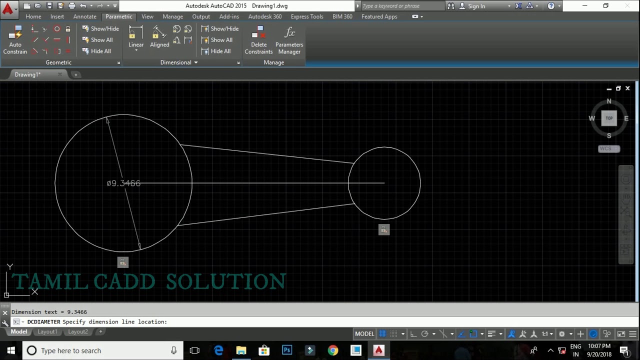 AutoCAD Parametric Constraint Fix, Vertical, Equal -- Tamil - YouTube