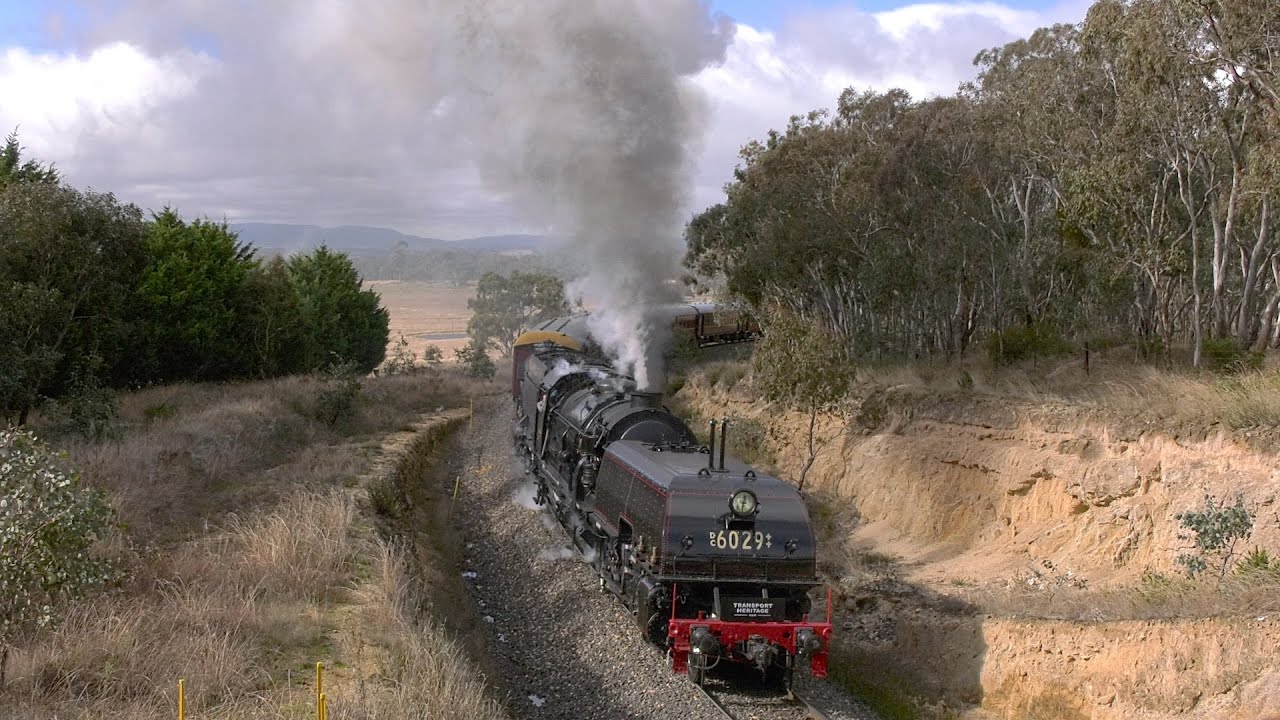 Steam locomotive Garratt 6029 Tumulla Bank June 2022 - YouTube