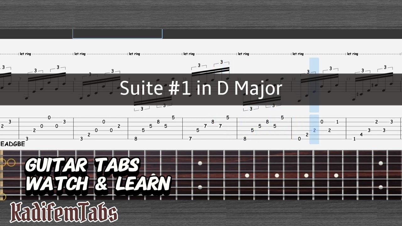 Johann Sebastian Bach-Suite #1 in D Major | Fingerstyle Guitar Tabs ...