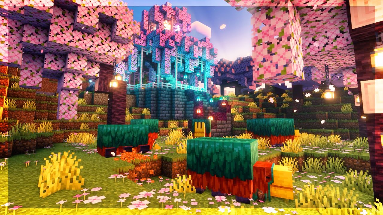 🌸 Minecraft Sniffers in Cherry Blossom Forest Ambience w/ C418, Aaron ...