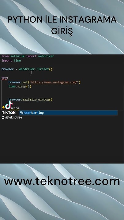Python selenium ile instagram giriş botu. #python #pythonprogramming #pythonprojects #yazılım ...