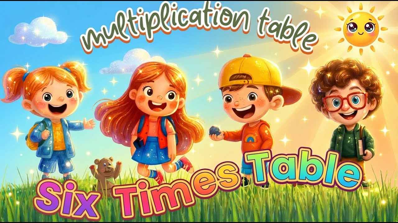 Six Times Table Education With Song for Kids | Fun Learn English Math ...
